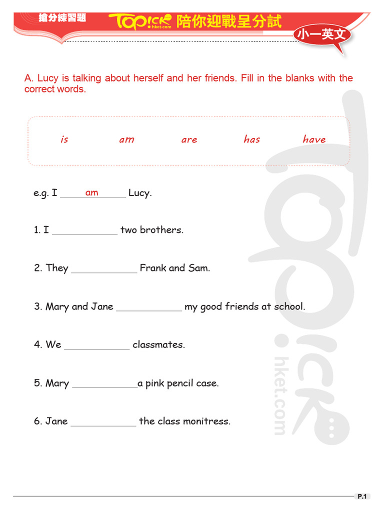 P1 English Grammar Practice Exercises | PDF