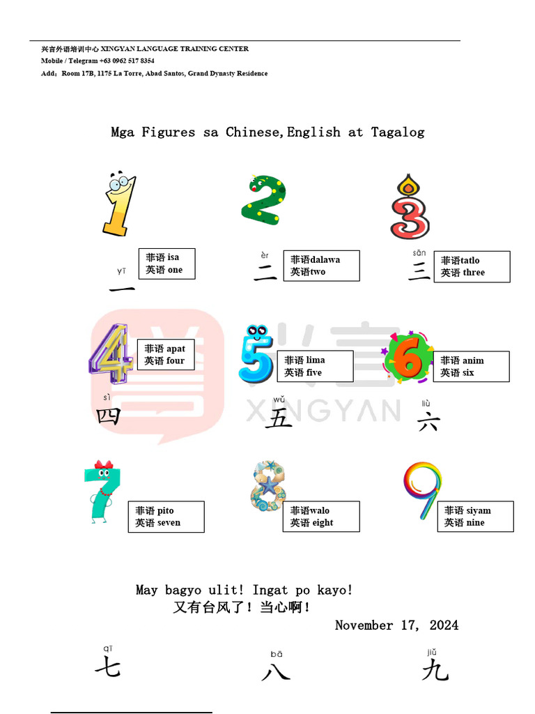 Mga Figures Sa Chinese, English at Tagalog | PDF