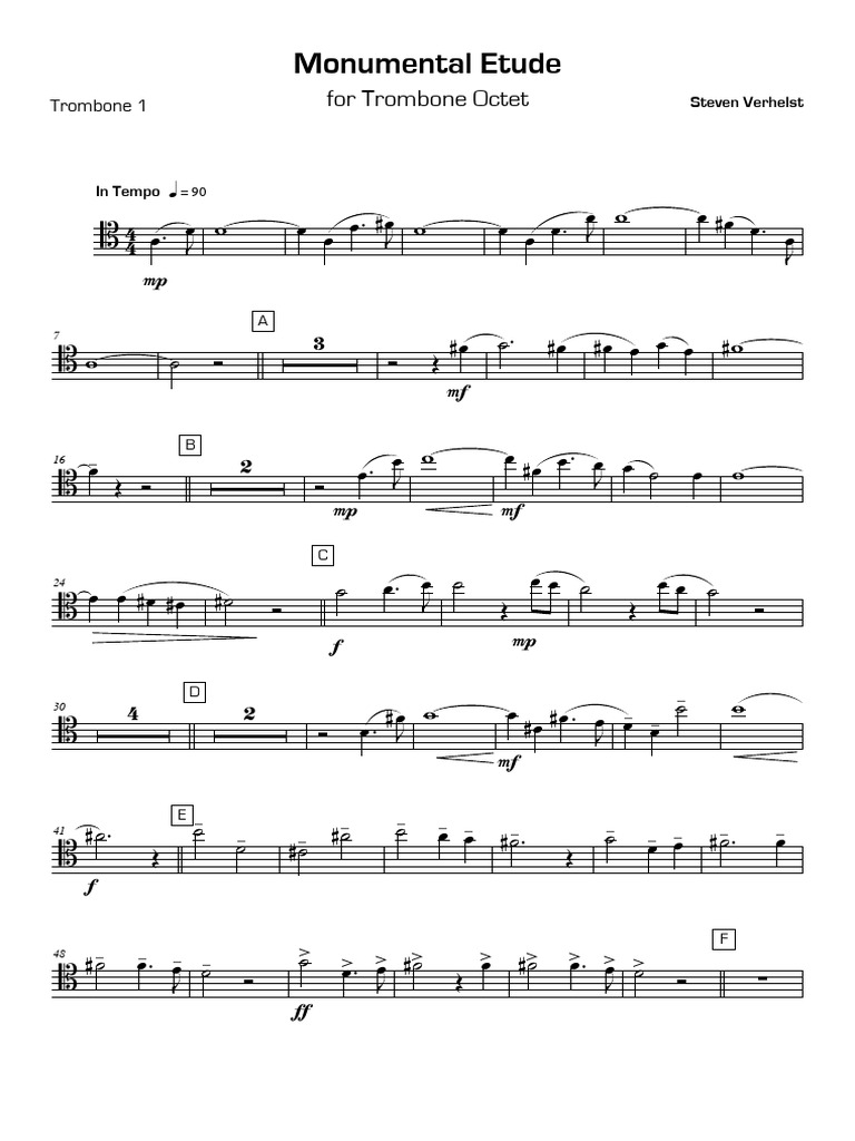 Monumental Etude - Octet - Trombone 1 | PDF