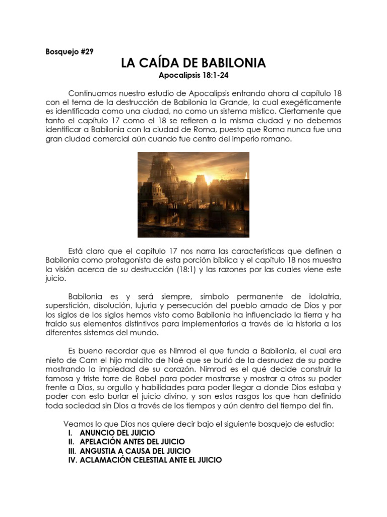 La Caída de Babilonia en Apocalipsis | PDF | Libro de revelación ...
