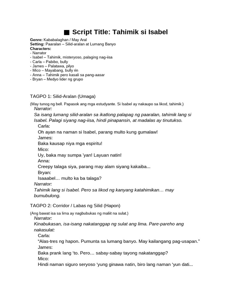 Tahimik Si Isabel Script | PDF