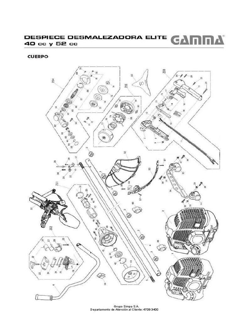 Despiece Desmalezadora Gamma 52cc | PDF