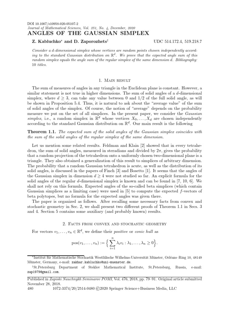 Angles of The Gaussian Simplex 10.1007s10958-020-05107-2 - Sci-Hub 2025 ...