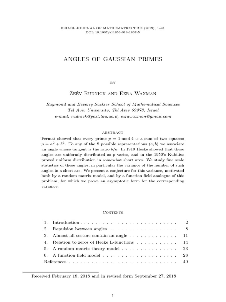 Angles of Gaussian Primes 10.1007s11856-019-1867-5 - Sci-Hub 2025 | PDF ...