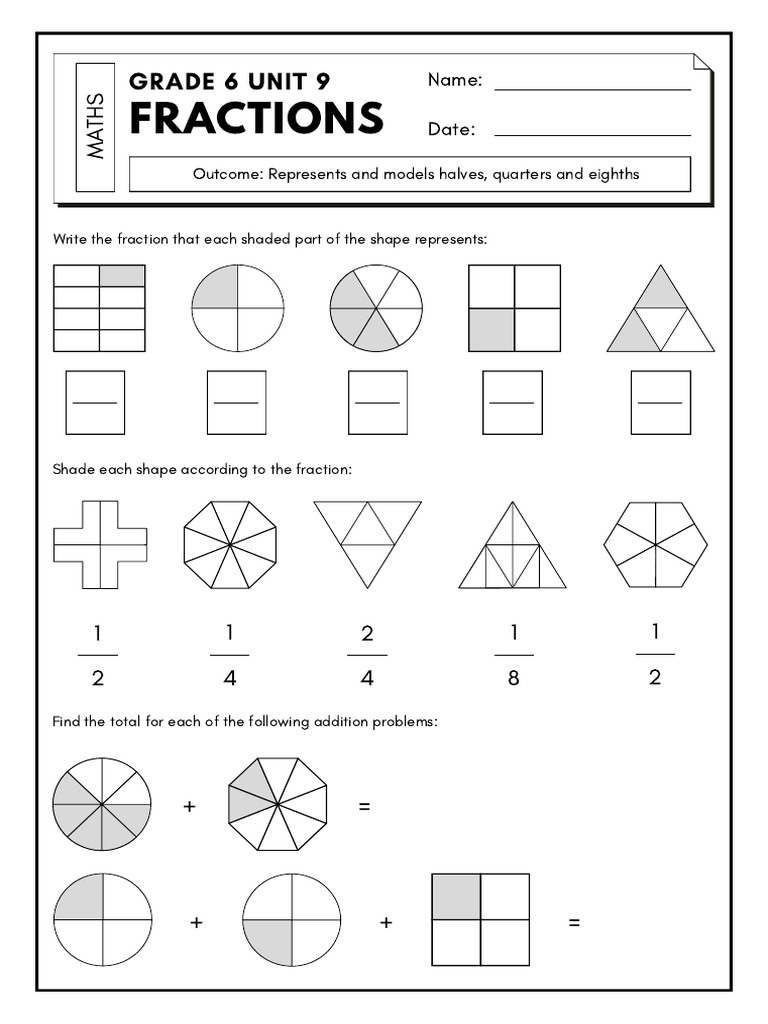 Grade 6 Unit 9 Fractions | PDF