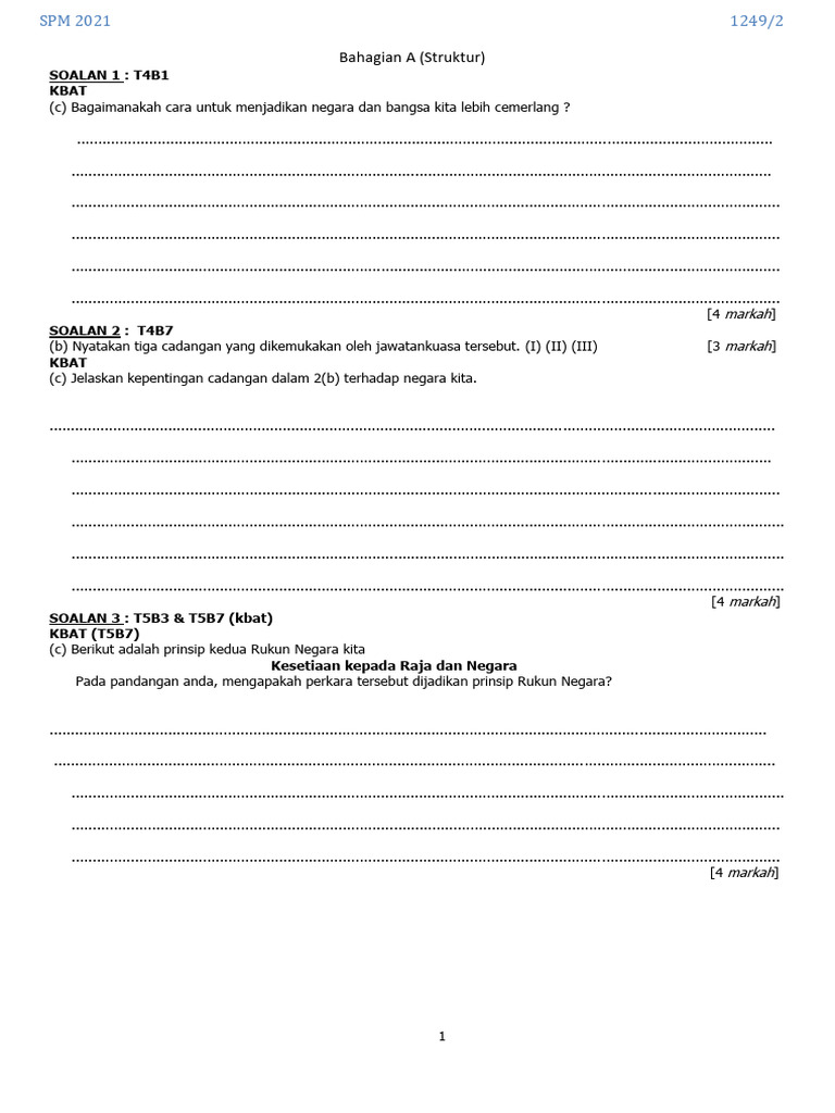 2023 K2 SPM 2021 (Kbat) | PDF