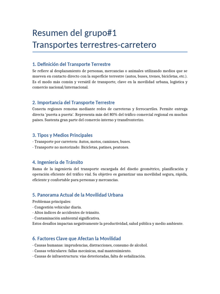 Transporte Terrestre: Claves y Desafíos | PDF | Transporte | Tráfico