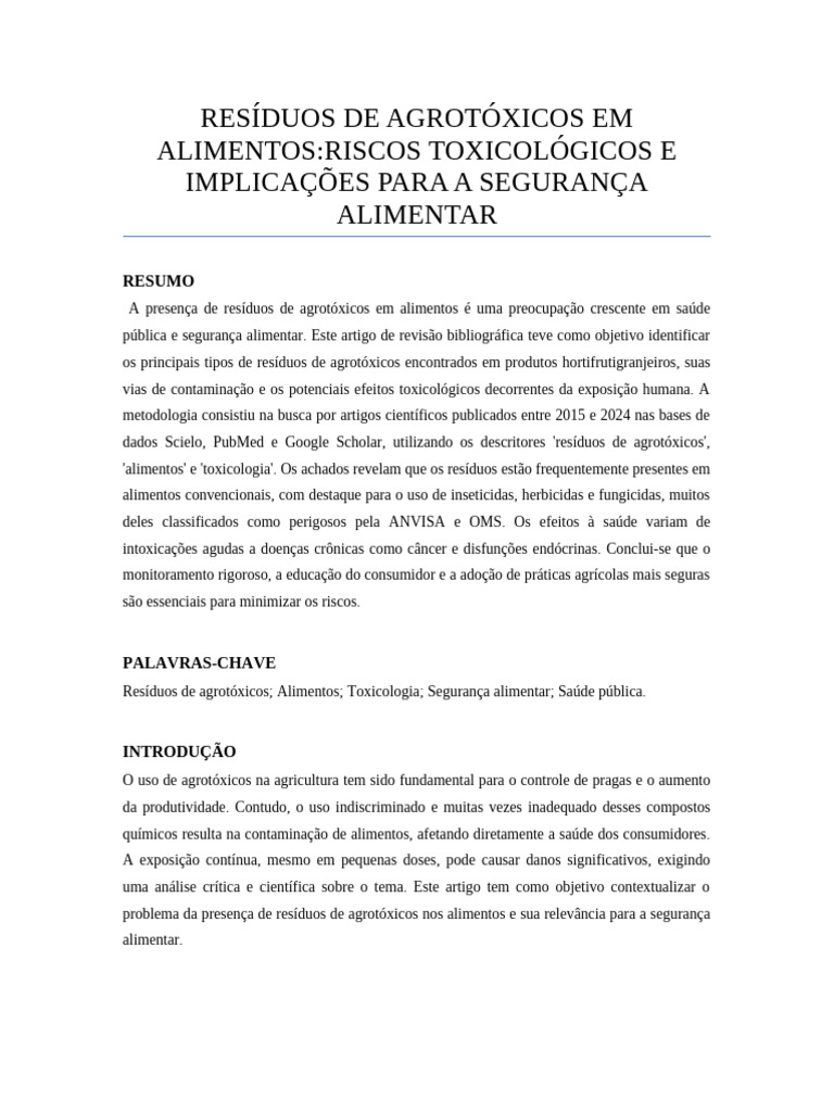Artigo_Residuos_Agrotoxicos | PDF | Pesticida | Desperdício