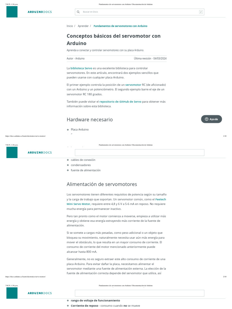 Fundamentos de Servomotores Con Arduino - Documentación de Arduino | PDF | Fuente de ...