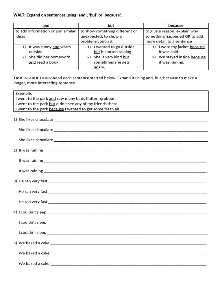 L12 Expand On Sentences. | PDF