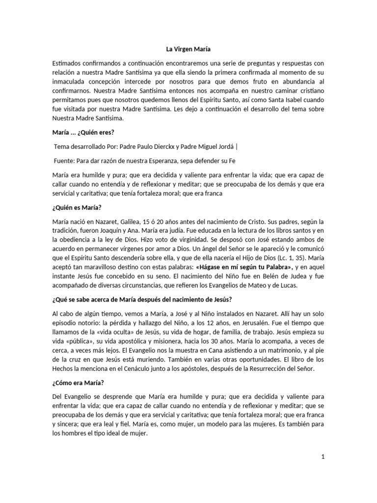 La Virgen María y su papel en la fe | PDF | María, madre de Jesús ...