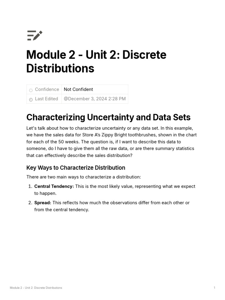 Module 2 - Unit 1 - Discrete Distributions | PDF | Probability Distribution | Coefficient Of ...