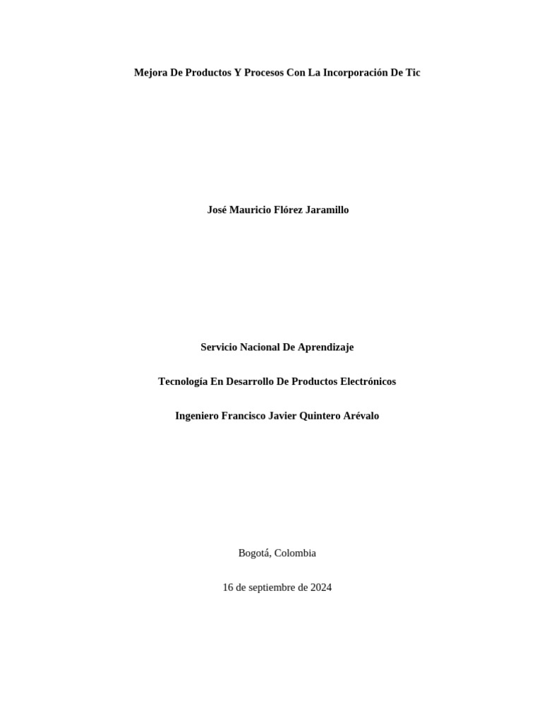 Informe Mejora de Productos y Procesos Con La Incorporacion de Tic ...