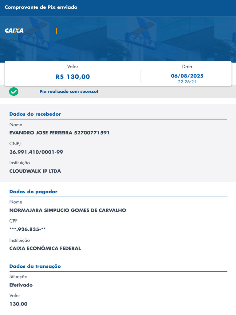 Valor Data: Pix Realizado Com Sucesso! | PDF