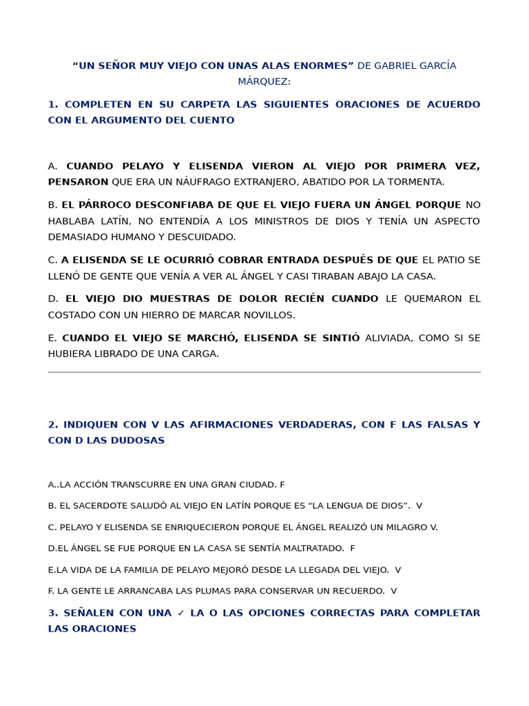 Un Señor Muy Viejo Con Unas Alas Enormes | PDF