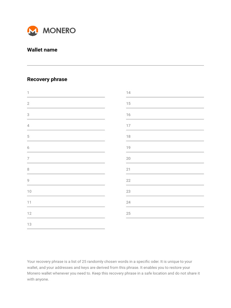 Monero Wallet Recovery Guide | PDF