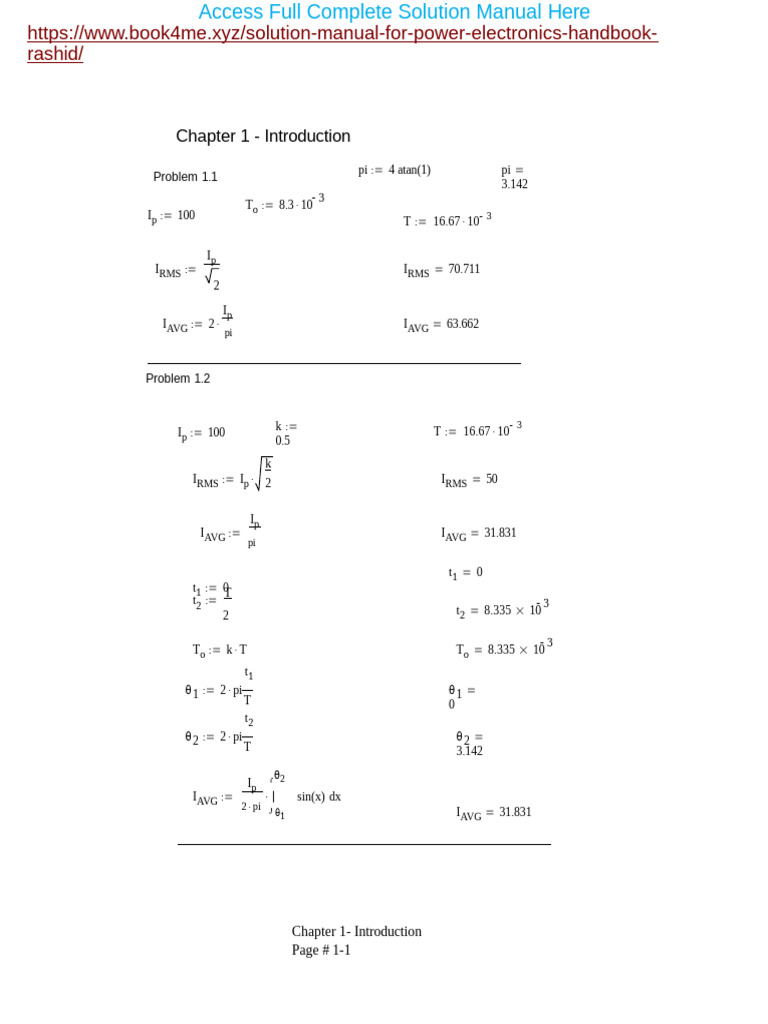 Power Electronics Problem Solutions | PDF
