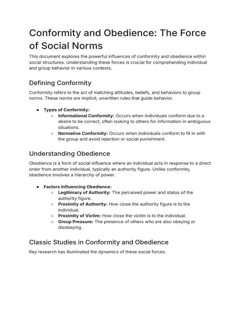 Understanding Conformity and Obedience | PDF | Conformity | Popular ...