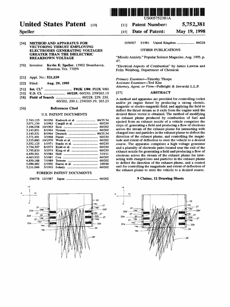 Thrust Vectoring Apprataus US5752381 | PDF | Thrust | Engines
