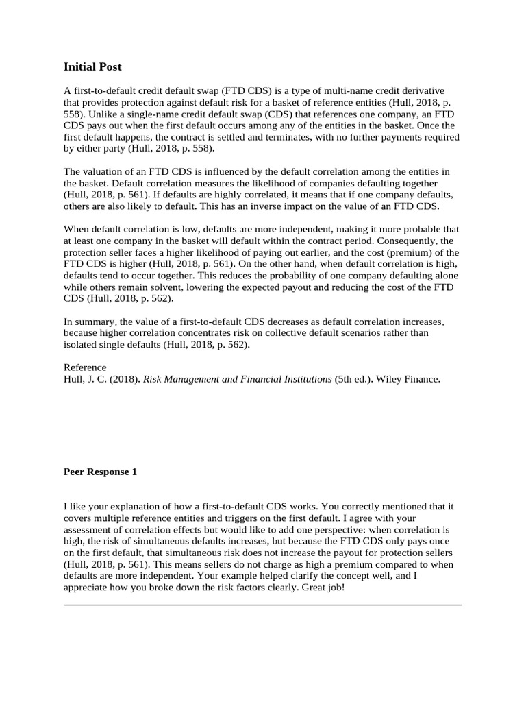 Initial Post - Financial Week 3 2025 | PDF | Credit Default Swap ...