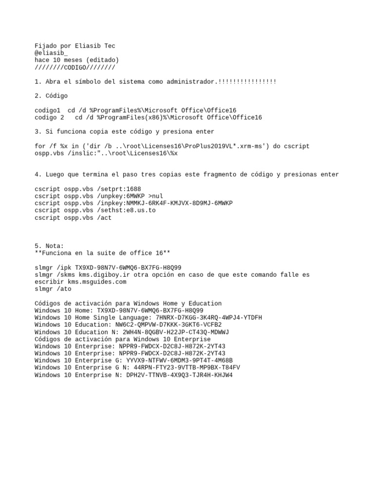 Activador Office 365 CMD | PDF
