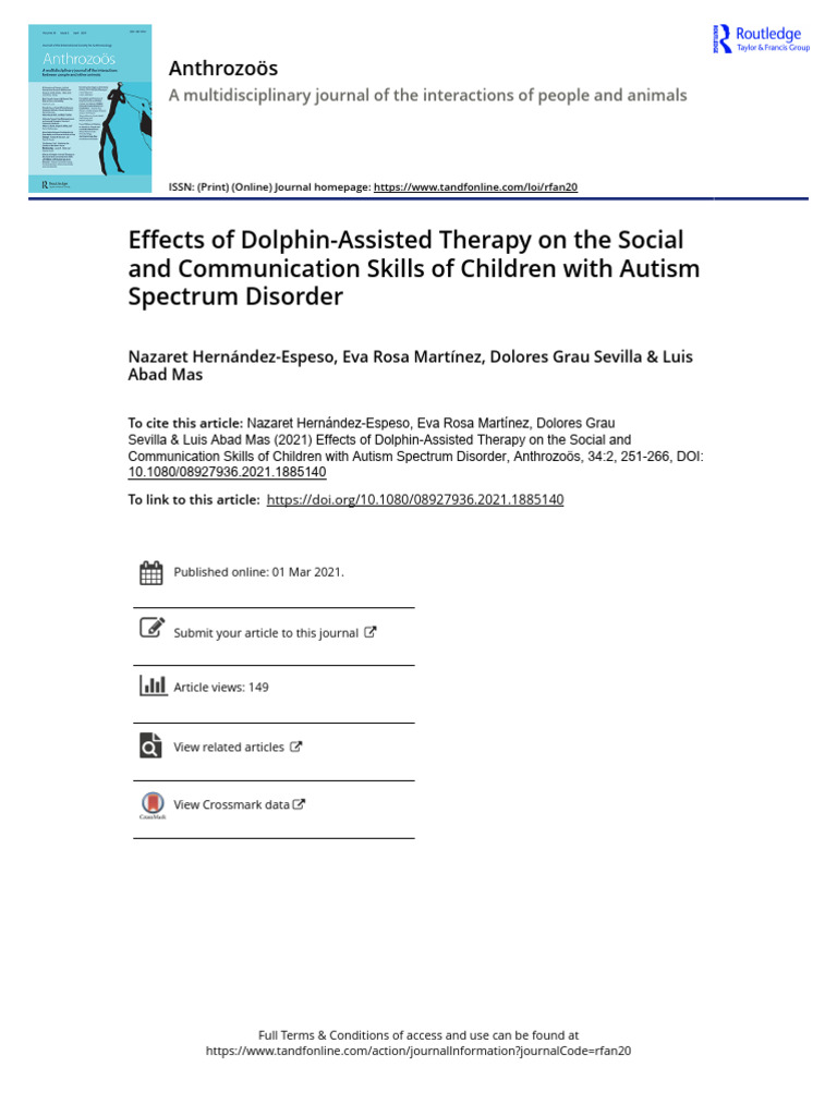 Dolphin Therapy for Autism Skills | PDF | Analysis Of Variance | Autism