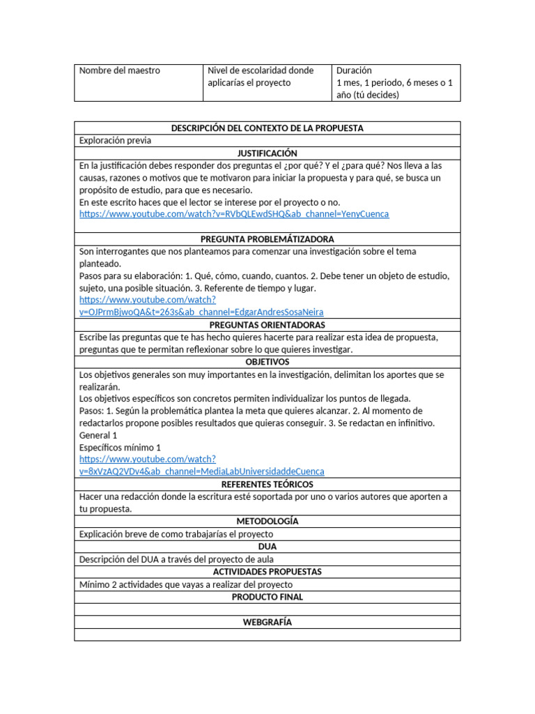 Plantilla Proyecto de Aula | PDF