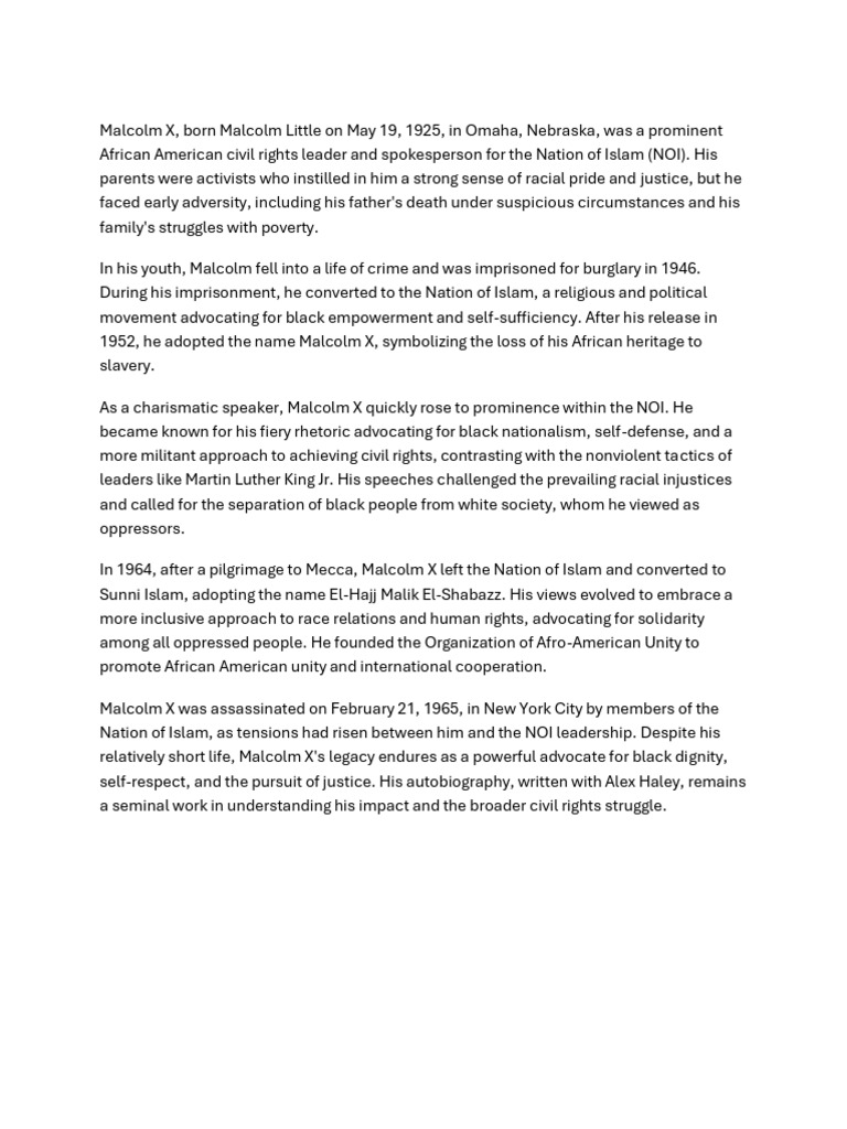 Malcolm X: Legacy of Black Empowerment | PDF
