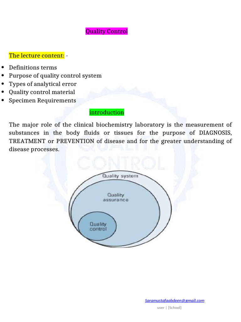 Quality Control in Clinical Biochemistry | PDF | Blood Plasma ...