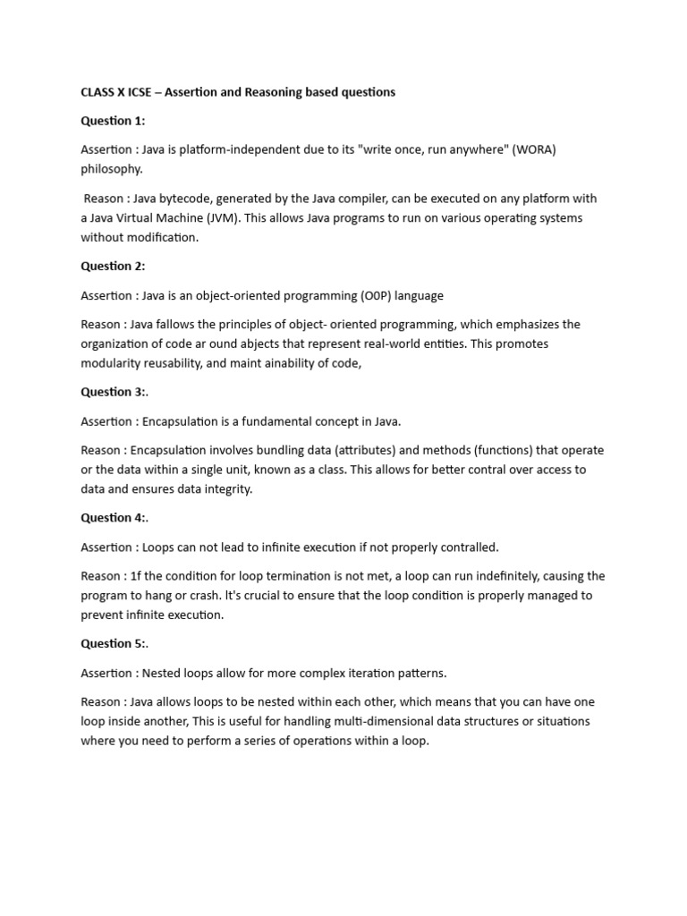 WORA Philosophy and Java Concepts MCQ | PDF | Object Oriented ...