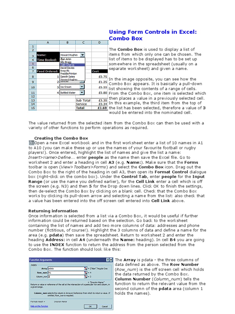 Using Form Controls in Excel Combo Box | PDF | Microsoft Excel ...