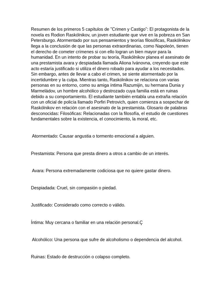 Resumen de Los Primeros 5 Capítulos de | PDF
