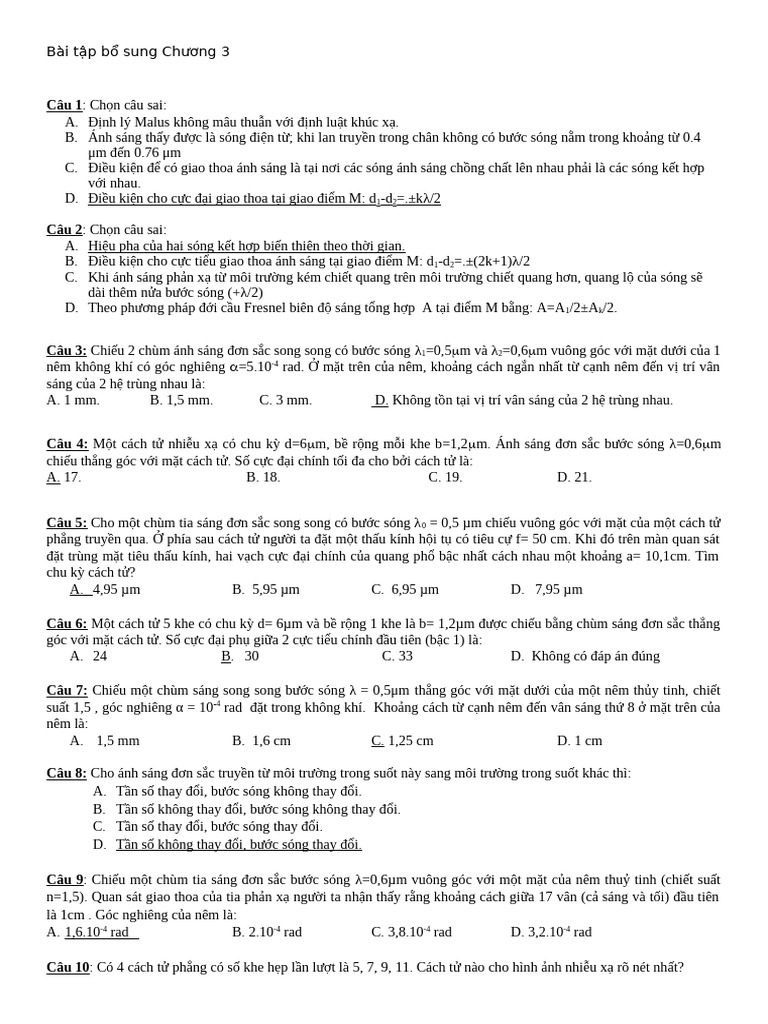 Bai Tap Bo Sung Chuong 3 | PDF