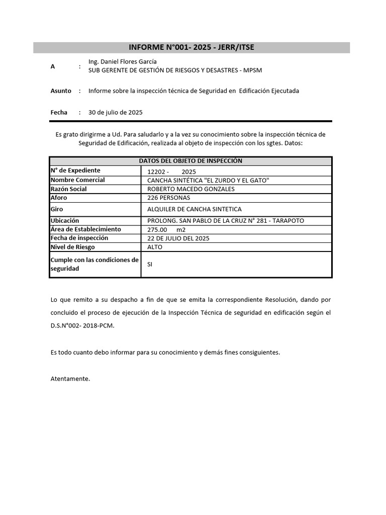 Informe 001 | PDF