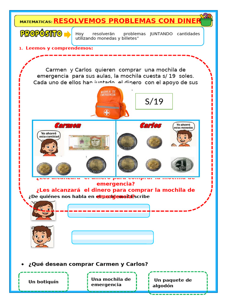 Problemas de dinero en segundo grado | PDF | Dinero