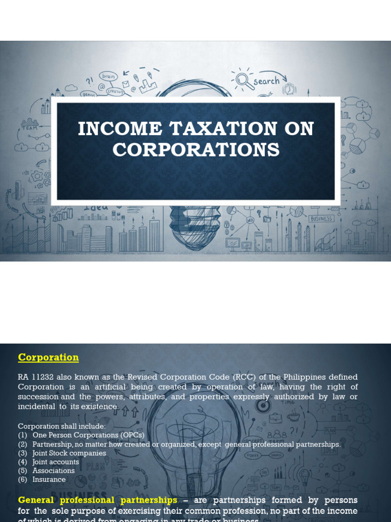 Income Taxation On Corporations | PDF | Tax Deduction | Income Tax