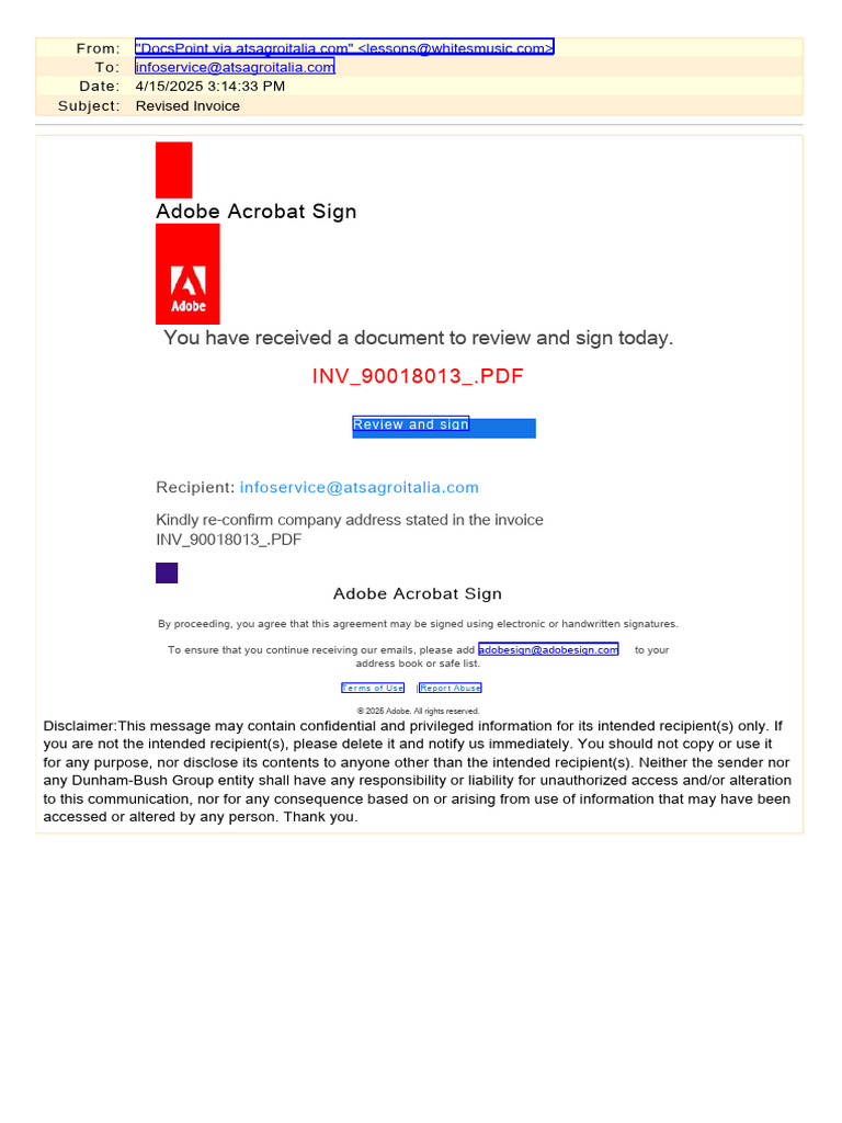 Adobe Acrobat Sign: You Have Received A Document To Review and Sign ...