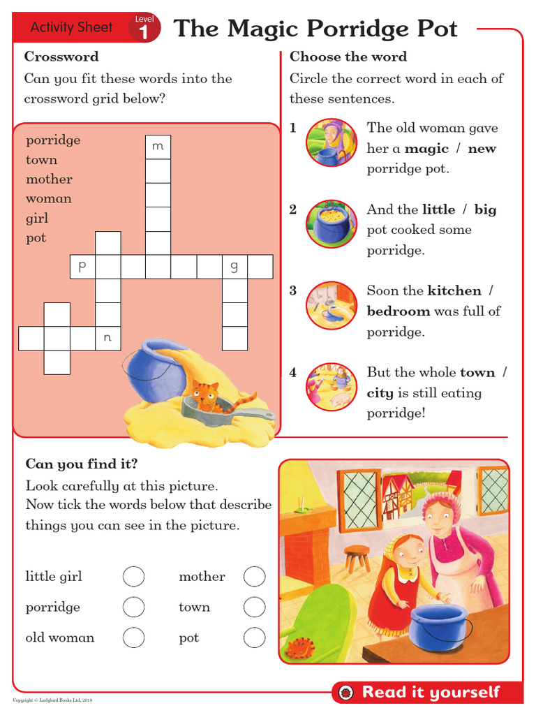 RIY L1 Magic Porridge Pot Activity Sheet | PDF