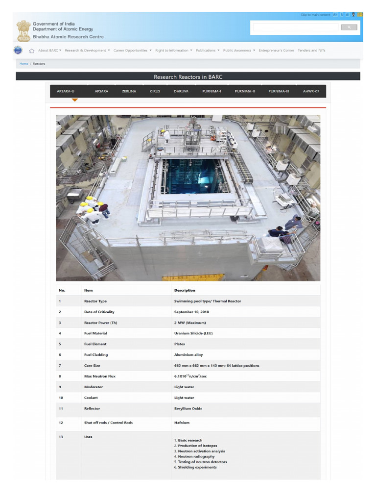 Barc - Gov.in-Research Reactors in BARCBhabha Atomic Research ...