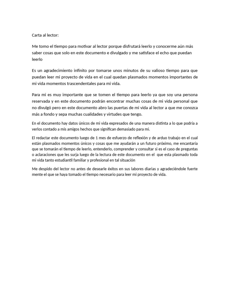 carta al lector | PDF