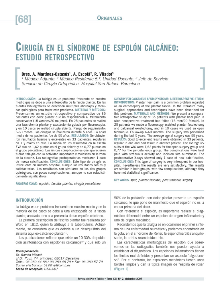 Rpt.2102.Fs071203 Cirugia en Sindrome Espolon Calcaneo | PDF | Anatomía ...