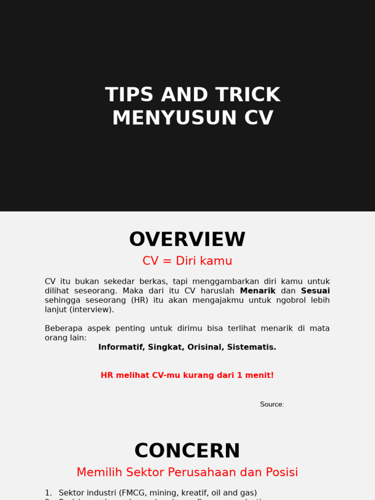 Tips Menyusun CV | PDF