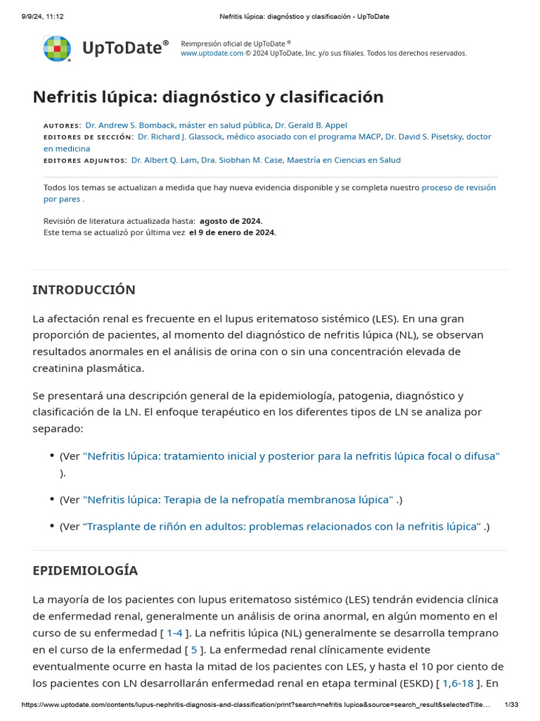 Nefritis Lúpica | PDF | Especialidades Medicas | Inmunología