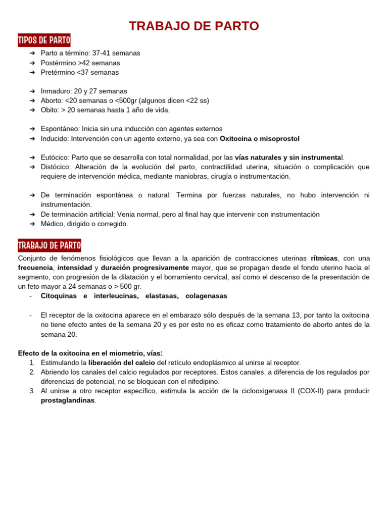 Trabajo de Parto + Distocias | PDF | Parto | Especialidades Medicas