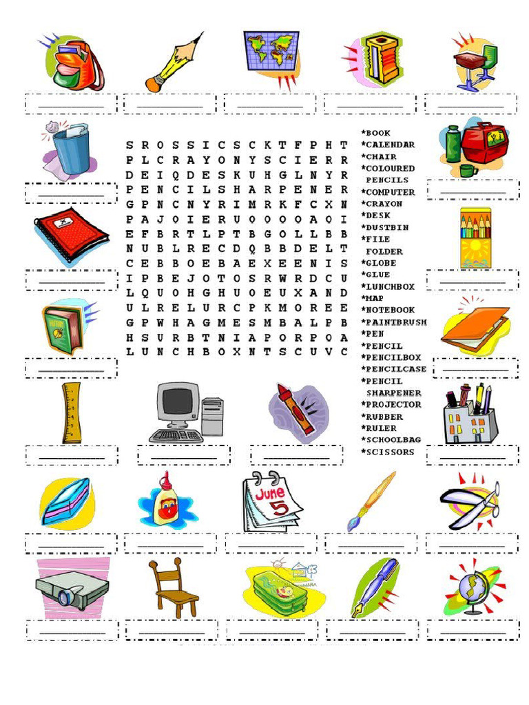 School Objects Wordsearch 5to | PDF