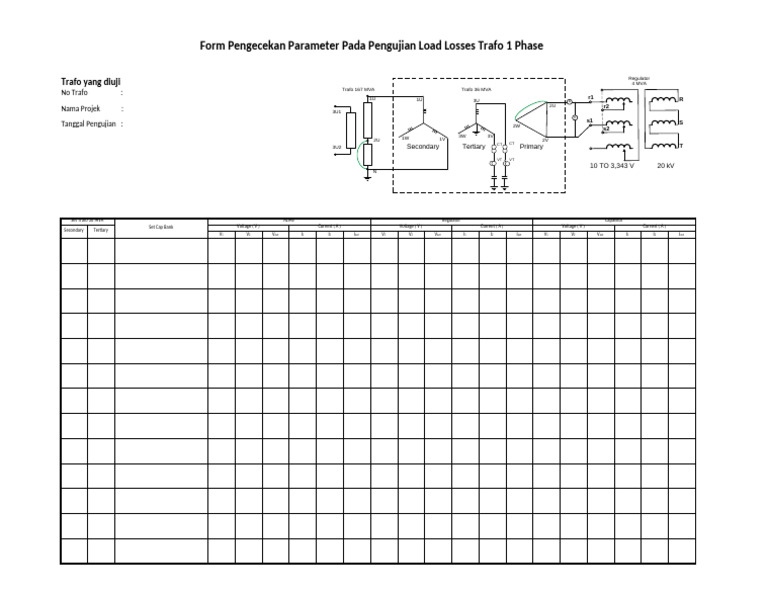 Pengecekan Parameter Trafo 1 Phase | PDF | Transformer | Electrical ...