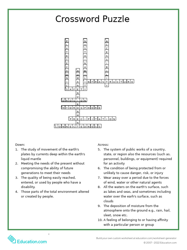 Hydrosphere Crossword Answer Key | PDF | Earth | Water