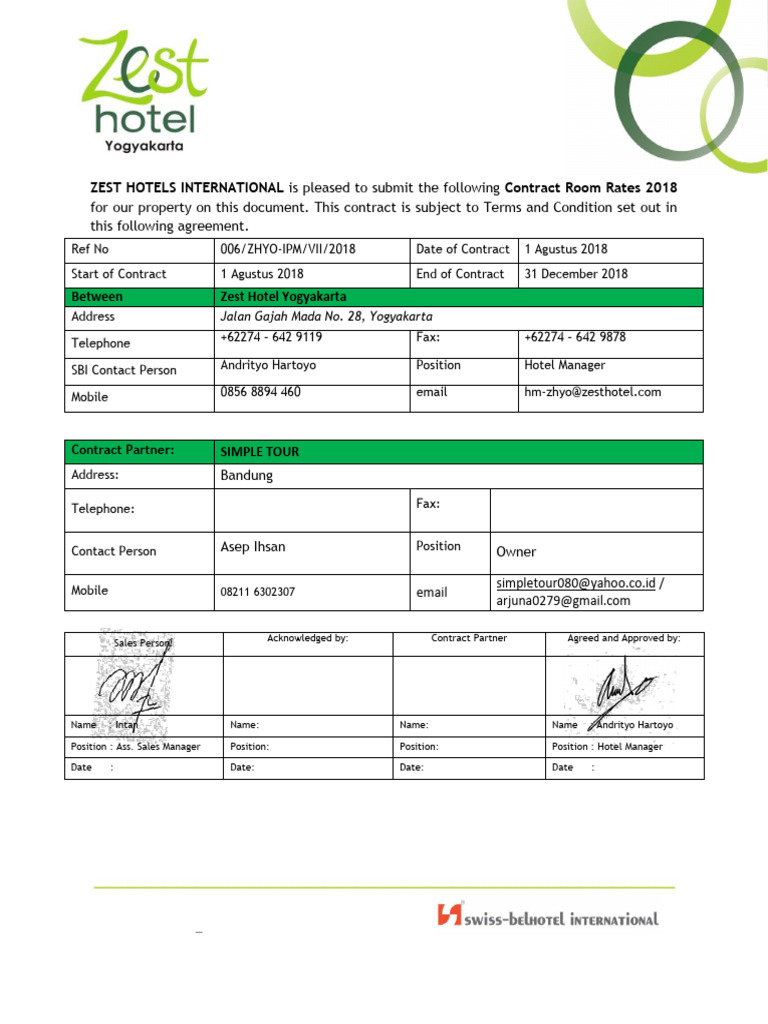 Zest Hotel Yogyakarta Contract Rates 2018 | PDF | Credit Card