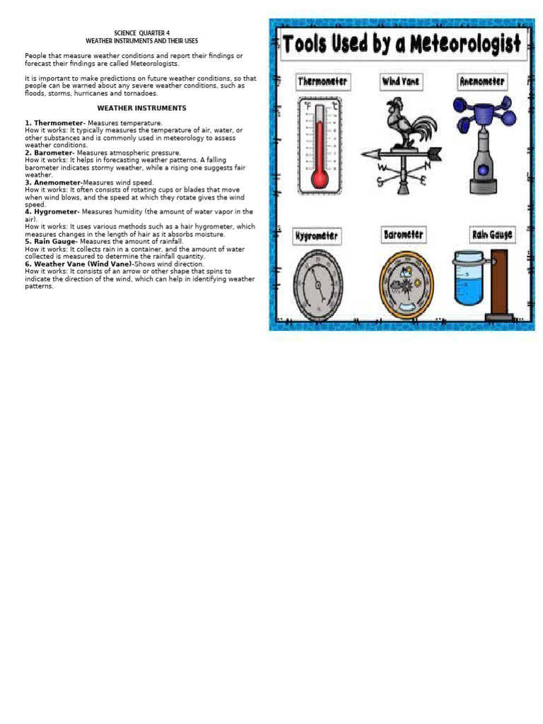 Weather Instruments for Grade 4 | PDF