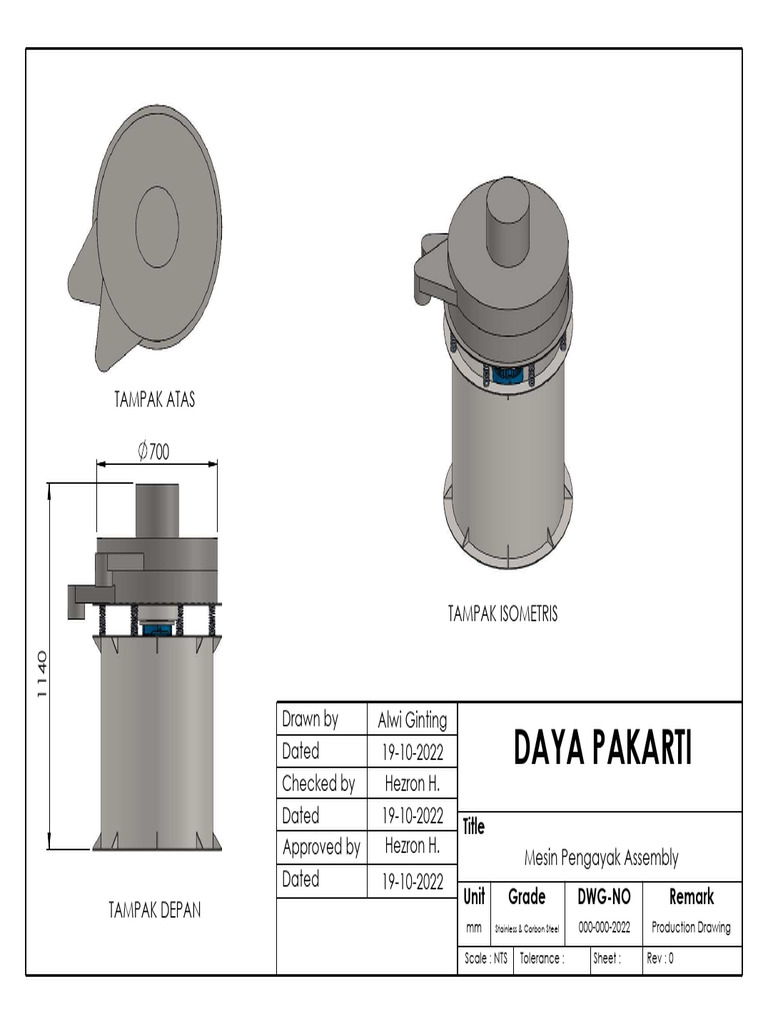 Mesin Pengayak Assembly Drawing | PDF | Secondary Sector Of The Economy ...